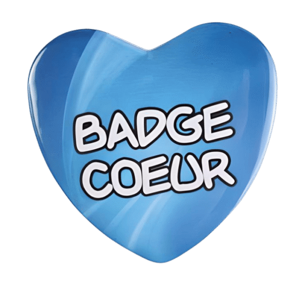 Badge 100% personnalisé en forme de coeur - BADGES A GOGO – Création de ...
